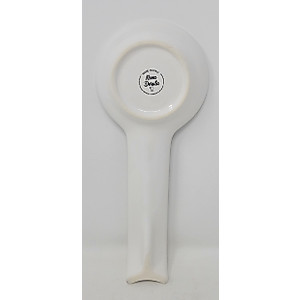 Nova Deruta Spoon Rest, Yellow Flower, Green Yellow Tulip Floral, Spirals, Made in Italy, Italian Exclusively Handcrafted Earthenware for Sur La Table, Deruta Region Artwork, 11.5" x 5"