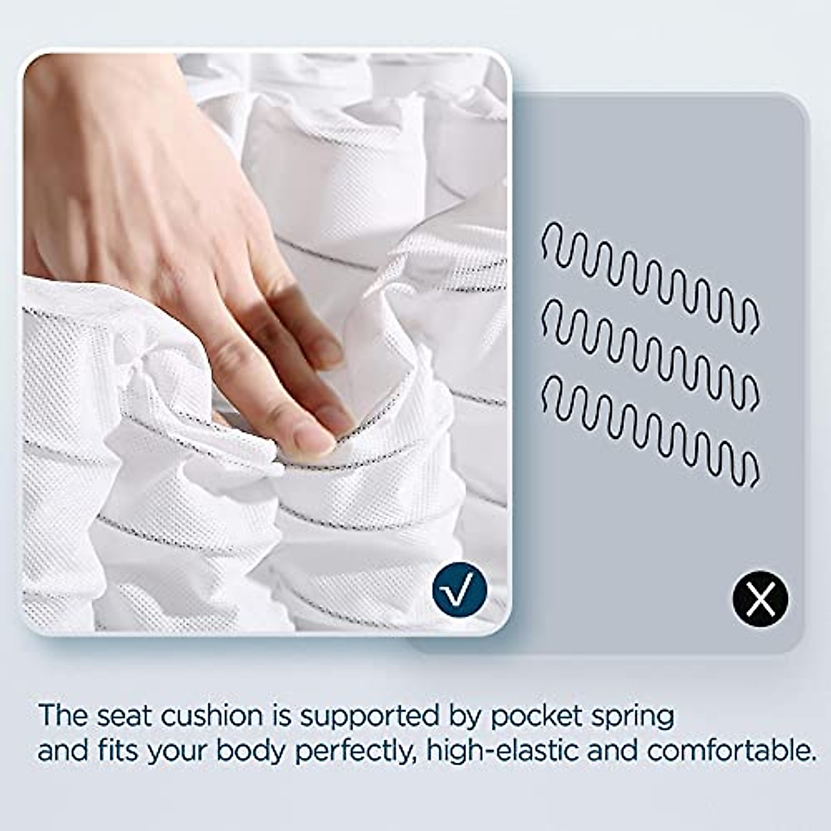 Topeakmart Fabric Recliner Sofa Push Back Recliner Chair Adjustable Modern Single Reclining Chair Upholstered Sofa with Pocket Spring Living Room Bedroom Home Theater Blue