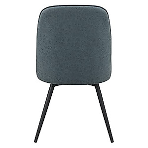 OSP Home Furnishings Penton Swivel Chair with Padded Seat and Black Legs 2-Pack for Dining or Home Office Use, Navy Blue Faux Leather