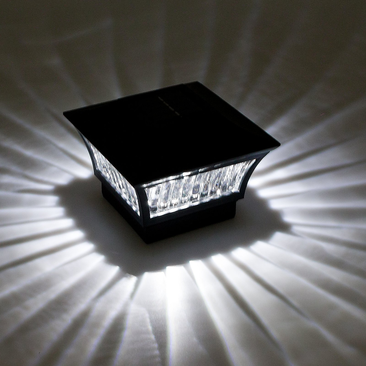 GreenLighting - Solar Post Lights - Solar Lights Outdoor Garden - Solar Fence Post Lights - Solar LED Post Cap Light for 4X4 Wood, 5X5 PVC - (Sleek, 4 Pack, Black Aluminum)