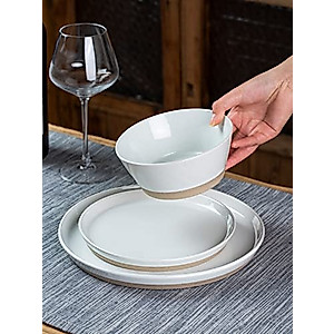Famiware Saturn Dinnerware Sets, 12 Piece Dish Set, Plates and Bowls Sets for 4, White