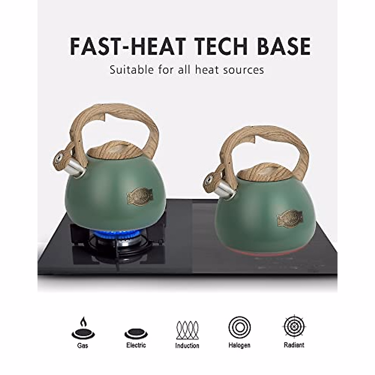 POLIVIAR Tea Kettle, 2.7 Quart Stovetop Tea Kettle, Audible Whistling Teapot, Food Grade Stainless Steel for Anti-Rust, Anti Hot Handle, Suitable for All Heat Sources (JX2022-MN30)