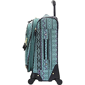 Steve Madden Designer 20 Inch Luggage Collection - Lightweight Softside Expandable Suitcase for Men & Women - Durable Carry On Bag with 4-Rolling Spinner Wheels (Legends Turquoise)