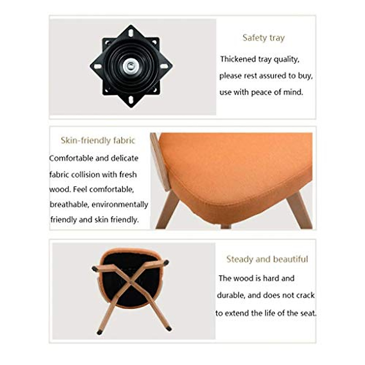 CZDYUF Dining Chairs Living Room Chair Mid Century Accent Chairs Leather Solid Wood Legs Leisure Chairs for Kitchen Home Furniture (Color : Black)