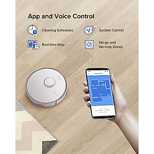 Roborock S5 MAX Robot Vacuum and Mop, Robotic Vacuum Cleaner with Electric-Tank, Self-Charging, Lidar Navigation, Selective Room Cleaning, No-mop Zones, 2000Pa Suction, 180mins Runtime (Renewed)