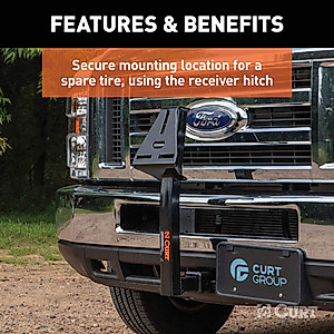 CURT 31006 24-Inch High Trailer Hitch Spare Tire Mount for 2-inch Receiver , Black