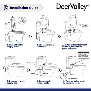 Non-Electric Dual Nozzle Bidet, DeerValley Posterior Feminine Wash Fresh Water Sprayer, Adjustable Water Pressure, Bidet for Toilet Seat Attachment