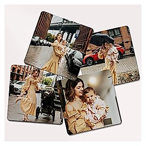 Personalized Coasters, Custom Coaster, Leather, Add Your Image, 5 inches (6, Square)