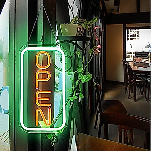 BESTIELAM Neon Sign, OPEN Neon Signs for Business, Ultra Bright Green & Red LED Neon Lights For Wall Decor & Room Decor, Restaurant, Store, Bar, Party Decoration, USB Powered, 9"x 16"