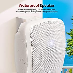 Pyle Indoor Outdoor Wireless Bluetooth Speaker System-2-Way Active/Passive Pair - 5.25in, LED Lights,600Watt Peak Power,Weatherproof,Wall/Ceiling Mounted Speakers w/Metal Grill, Universal Mount-White