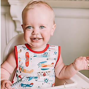 BapronBaby Retro Airplanes Bapron - No Neck Tie Safer Bib for Baby & Toddler - Soft Waterproof Stain Resistant - Machine Washable - Sz Preschool 3-5yrs