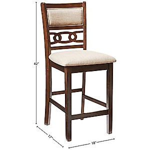 New Classic Furniture Gia 5-Piece Round Counter Height Dining Set with 1 Dining Table and 4 Chairs, 42-Inch, Cherry