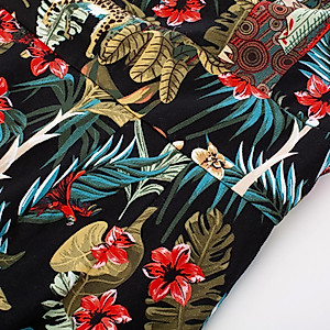 Women's 50s Vintage Printed Leaves Pencil Dress Cap Sleeve Wiggle Dress Medium