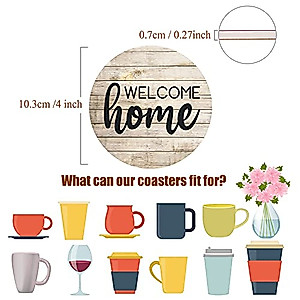 Adorever Coasters for Drinks Absorbent with Holder, 6 Pcs Ceramic Drink Coasters Farmhouse Coasters, Rustic Coasters for Coffee Table Tabletop Protection, Housewarming Gift New Home Decor