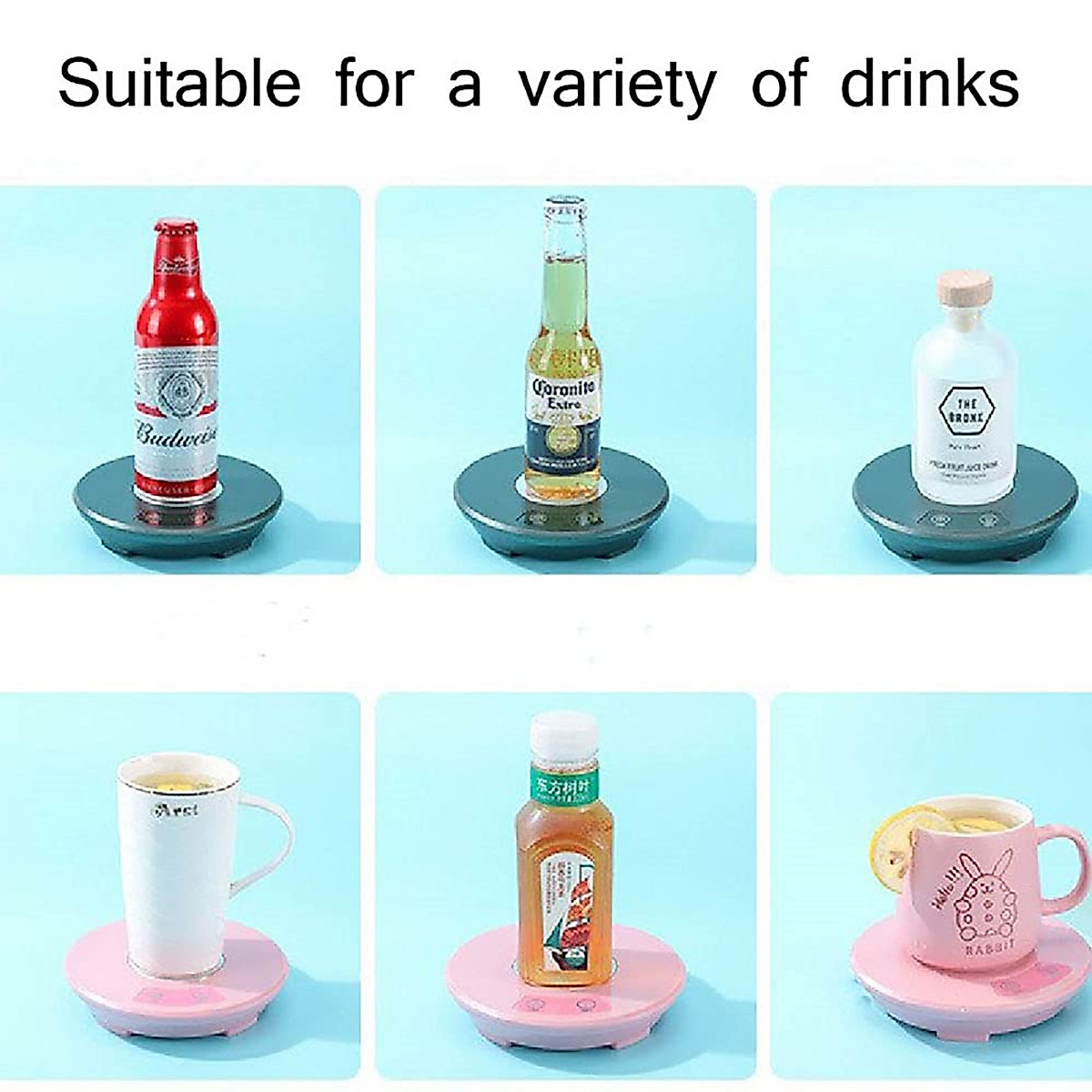 Haguka USB Cup Heater Cooler Plate Cup Warmer and Colder Beverage Mug Mat Office Tea Coffee Heater Pad for Coffee Tea Cola Cans Drinks (Pink)