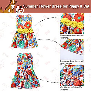 Dog Dresses for Small Dogs - Colorful Flower Print Small Dog Dress Puppy Dress Dog Apparel Summer Dog Cloth for Small Dog Girls (M(7.5-10.5lbs))