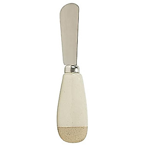 Demdaco Explore New Horizons Sandy Brown 6 x 6 Stoneware Decorative Serving Plate with Spreader