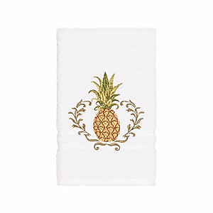 Overstock Authentic Hotel and Spa Turkish Cotton Pineapple Embroidered White Hand Towel