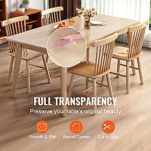 VEVOR Clear Table Cover Protector, 36" x 72" Rectangle Table Cover, 1.5 mm Thick PVC Plastic Tablecloth, Waterproof Desktop Protector for Writing Desk, Coffee Table, Dining Room Table