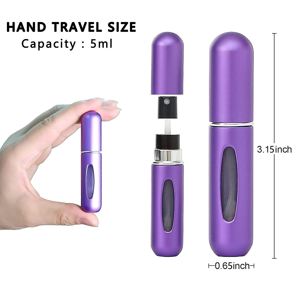 Portable Mini Refillable Perfume Atomizer Bottle Refillable Spray, pocket perfume dispenser,Scent Pump Case,Empty Perfume Bottles for Travel and Outgoing 5 sets of 5ml /0.2oz