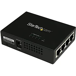 StarTech.com 4 Port Gigabit Midspan - PoE+ Injector - 802.3at and 802.3af - Wall-mountable Power over Ethernet Midspan , TAA (POEINJ4G)