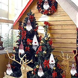 MYH DECO 6 Pack Gnome Plush Christmas Gnome Decorations Ornaments Set - Xmas Gnome Plush Scandinavian Santa Beard Ornaments for Christmas Tree Home Decor (8 inch)