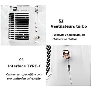 Mini Ac Unit - 400ml water tank Mini Portable Ac Unit - Portable Cooler with 3 wind speeds, 3 color light, Camping Ac for Home Bedroom Office Car