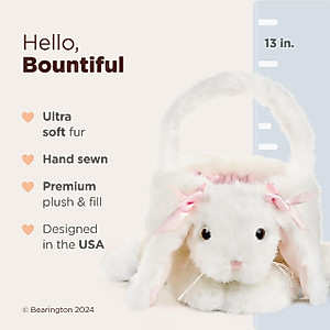 Bearington White Bunny Rabbit The Plush Easter Basket Bunny, 12 x 13 Inch Bunny Basket, Easter Basket for Babies