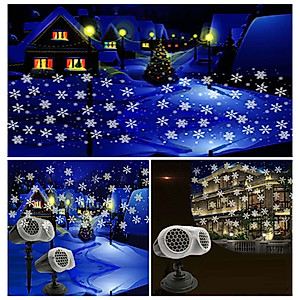C/G Christmas Snowflake Projector Lights Highlight Version LED Snowfall Show Projector Waterproof Landscape Christmas Decorations Lighting for Xmas Home Party Wedding Garden Patio