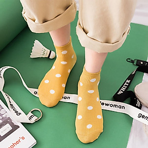 Benefeet Sox Cute Ankle Socks for Women Girls Novelty Polka Dot Patterned Socks Funny Colorful Designed Summer Short Socks Cool Cotton Low Cut Socks Casual Socks 5 Pair