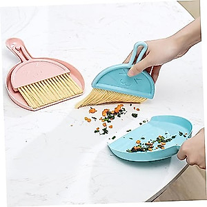 COOLHIYA 4 Sets Desktop Fan Broom Mini Brush and Pan Multifunctional Cleaning Brush Pan and Brush Multi Function Cleaning Brush Dust Brush Table Cleaner Tool Dust Pan Small Pan Nylon Wool