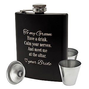 Groom Gifts from Bride on Wedding Day, Gifts for Groom to be, Fiance Gifts for Him, Bride and Groom Flask, Groom Gift, Groom Engagement, Wedding Gift for Husband, Future Husband Gifts, Hip Flask (GB)