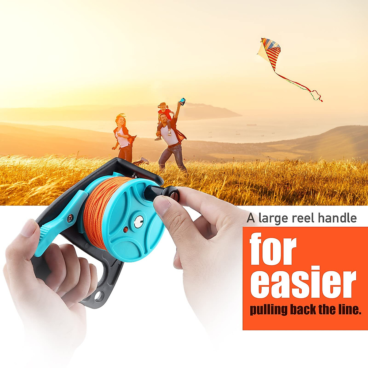 Scuba Dive Reel with Thumb Stopper, 150-foot High Visibility Retractable Line Diving Reel Finger Spool with Handle Stop Switch for Cave and Wreck Exploration, Kayaking Anchor, Spear Fishing, SMB Blue