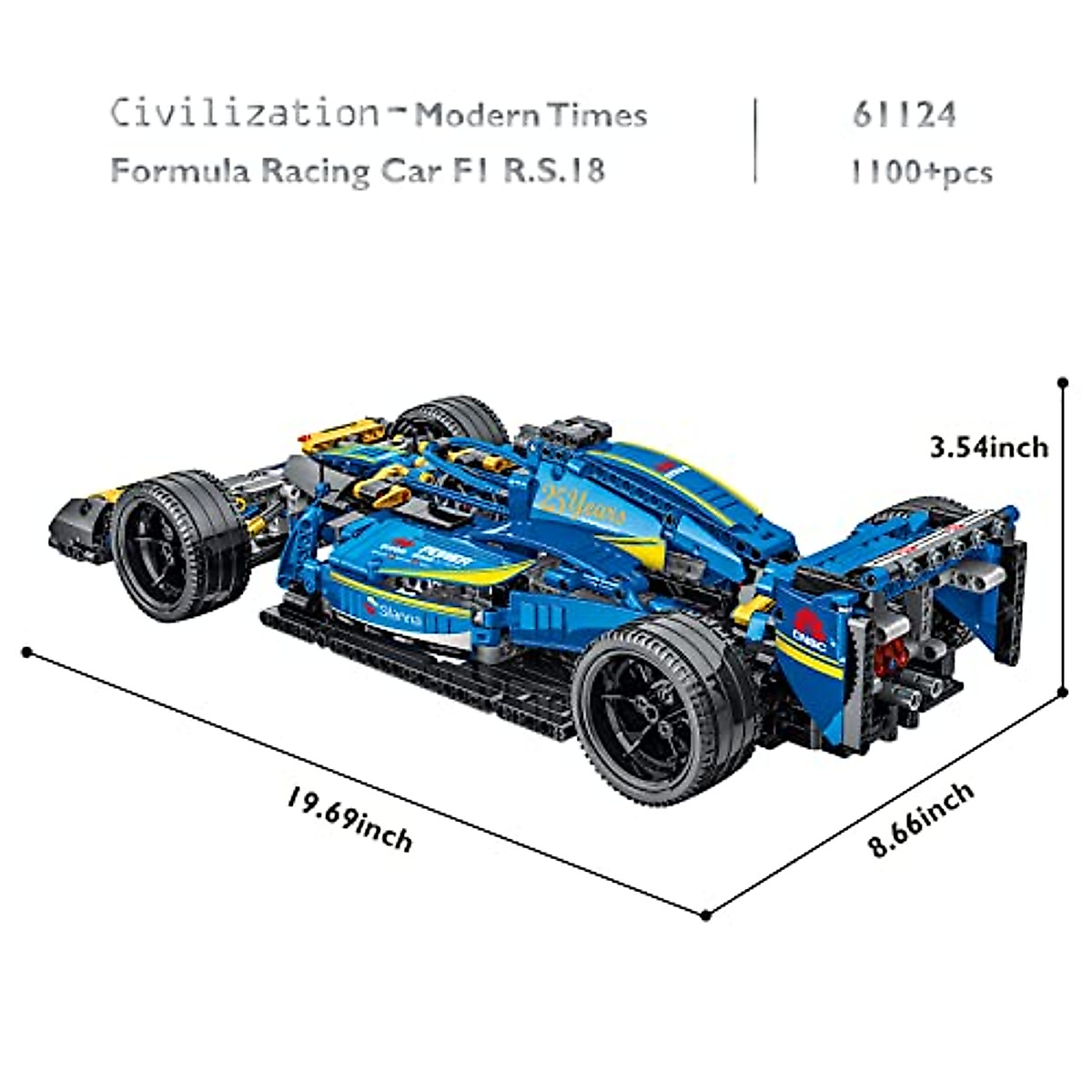 JMBricklayer F1 Race Car Building Sets for Adults, 1:10 MOC Model Cars Toys Construction Set, Ideal Racing Vehicles Gifts for Adults Men Women Boys Teens, Collectible Home Decor 61124