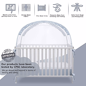L RUNNZER Baby Crib Tent Crib Net to Keep Baby in, Pop Up Crib Tent Canopy Keep Baby from Climbing Out