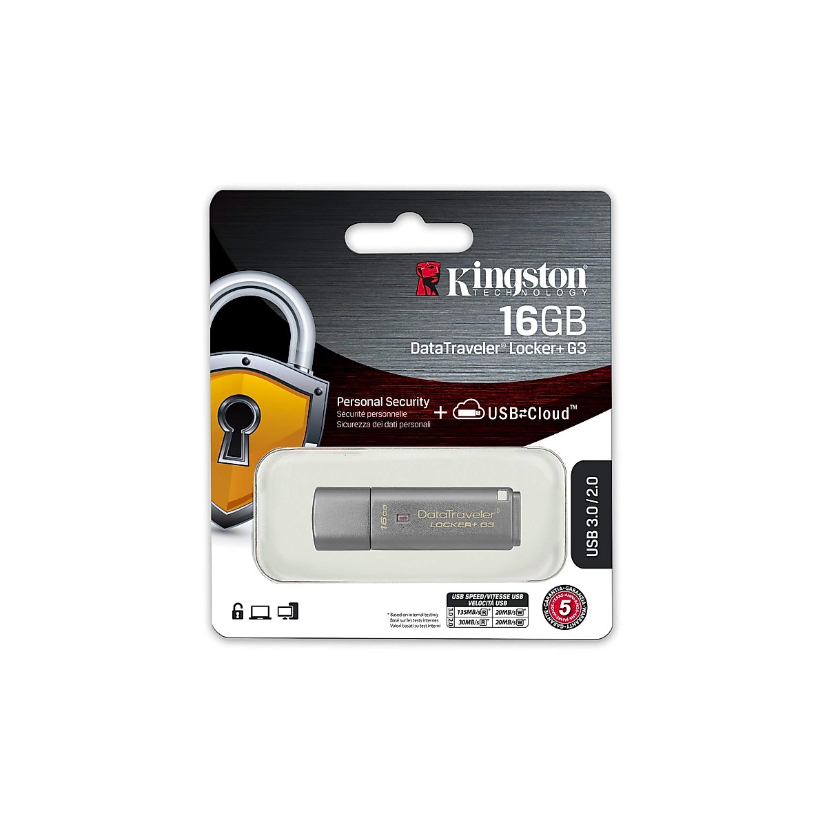 Kingston Digital 16GB Data Traveler Locker + G3, USB 3.0 with Personal Data Security and Automatic Cloud Backup (DTLPG3/16GB)