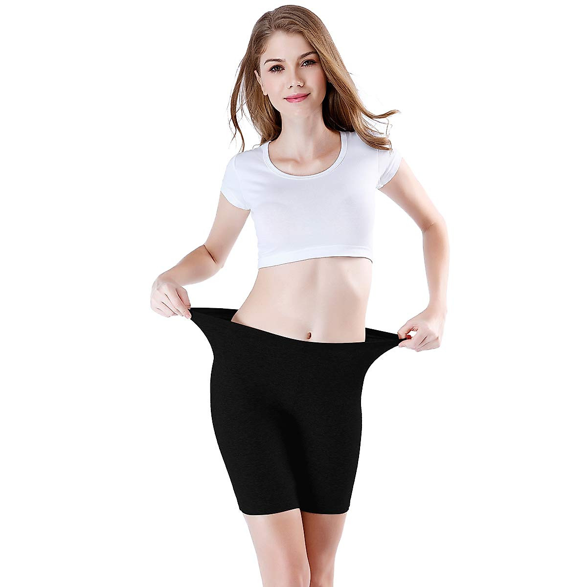 wirarpa Women's Cotton Boy Shorts Underwear Anti Chafing Soft Biker Short Long Leggings Under Shorts Black 3 Pack Large