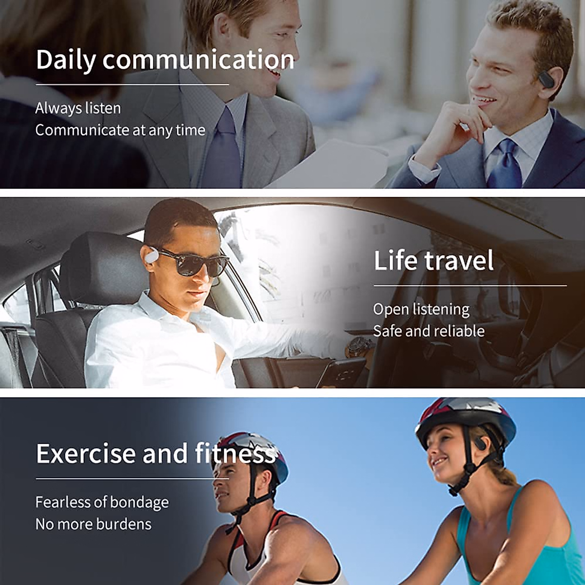 BQXX Open Ear Bluetooth Headphone Single on Ear Bluetooth Headset Wireless Earpiece with earhook Sport Business Earphone Up to 15 Hours Talk Time Left Earphone