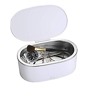 BlumWay Ultrasonic Jewelry Cleaner, Portable Ultrasonic Cleaner Machine, Mini Sonic Cleaner forJewelry,Glasses,Rings,Gold,Silver,Diamond,Coin,Watch,Denture,500ML SUS Tank(White)