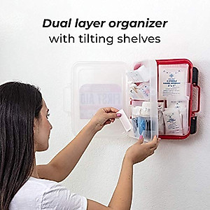 Professional 350 Piece Emergency First Aid Kit | Business & Home Medical Supplies | Hard Case, Dual Layer, Wall Mountable | Office, Car, School, Camping, Hunting, Sports