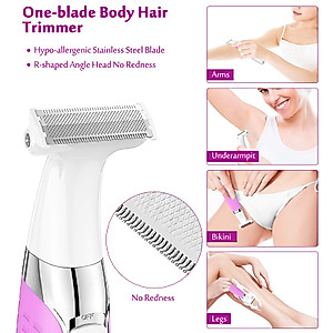 Electric Shaver for Women, 3-in-1 Painless Women Hair Trimmer Body Hair Removal Bikini Trimmer for Legs, Arms, Underarms, Face and Bikini Rechargeable Cordless Womens Shaver Hair Remover - USB Charge