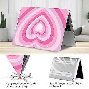 Seorsok Compatible with MacBook Air 13 Inch Model A1932 A2179 M1 A2337 Touch ID Release 2020 2019 2018 Plastic Hard Shell Case Protective Cover with 2 Pieces Pink Keyboard Cover Cute Lovely Heart