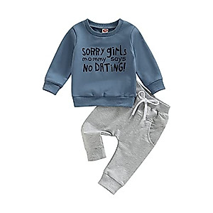 LXXIASHI Toddler Baby Boy Clothes Set Letter Print Pant Set Long Sleeve Crewneck Sweatshirt Top + Pant 2Pcs Fall Outfits