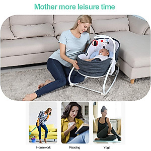 Vannetgo 3-in-1 Baby Bouncers, Can sit and Lie Down, Brilliant Bouncer,Rocking Bouncer, Soothing Vibration, 3rd Gear Adjustment, Suitable for Babies Boys/Babies Girls/Newborns Baby
