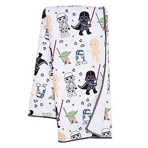 Lambs & Ivy Star Wars Classic Fleece Baby Blanket - Yoda/Darth Vader/R2-D2/C-3PO