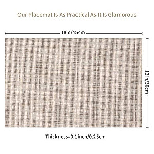 SENDAY Placemats, Set of 8 Heat-Resistant Placemats Stain Resistant Anti-Skid Placemats for Kitchen Table, Washable Durable PVC Table Mats Woven Vinyl Placemats