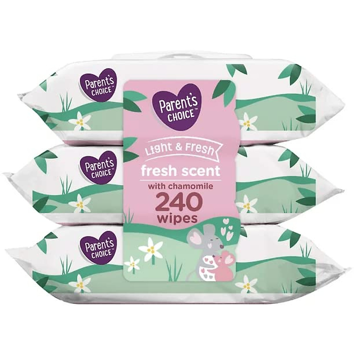 Parent's Choice Light & Fresh Baby Wipes, 3 Flip-Top Packs of 80 (240 Total Wipes)