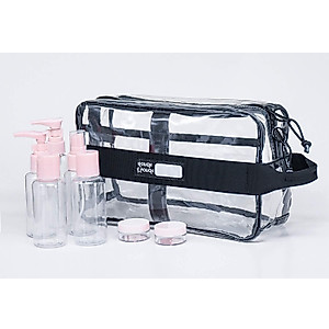 Rough Enough Clear Toiletry Bag Travel Makeup Cosmetic Bags Organizer Case for Toiletries with Zipper Pockets and Handle