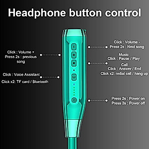 EEAABBR Wireless Neckband Headphones with TF Card Slot 100 Hours Playtime Bluetooth Neckband Earbuds Built-in Noise Cancelling Mic IPX5 Waterproof Two Ways in-Ear Earphones for Sports,Cycling,E-Books