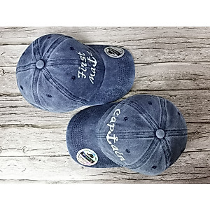 Captain & First Mate Anchor Hats for Couples, Navy Blue Embroidered Matching Boating Baseball Caps, Sailing Gift
